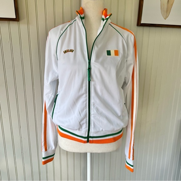 Jackets & Coats | Vintage White Varsity Track Jacket Ireland Logo Zip ...
